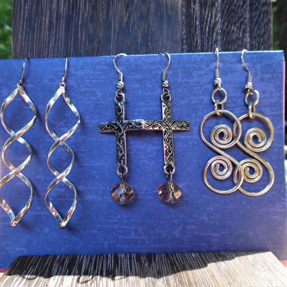 Jewelry | 3 Pair Silverstone Dangle Earrings | Poshmark